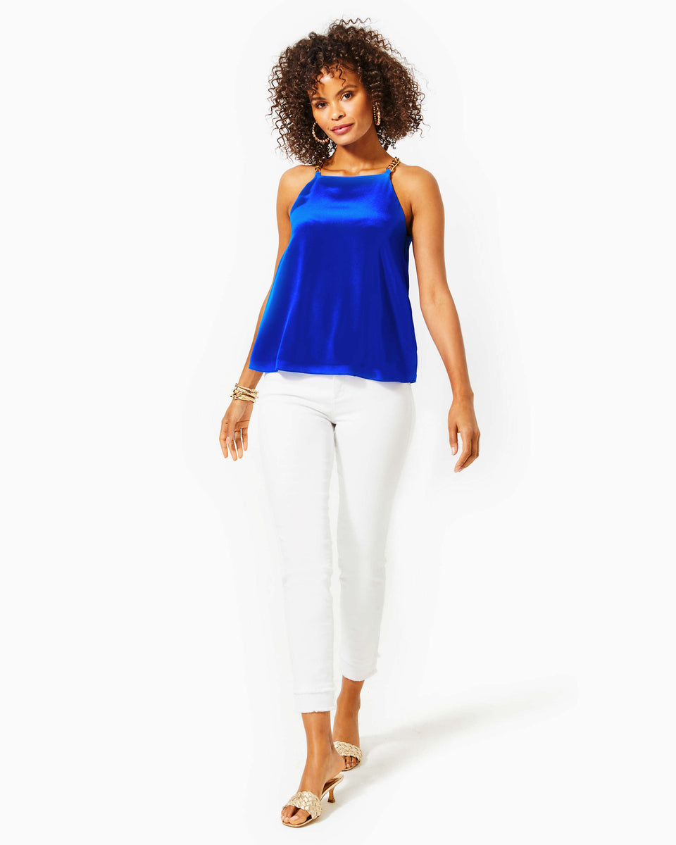 Joannah Silk Top - Blue Grotto – The Islands - A Lilly Pulitzer ...