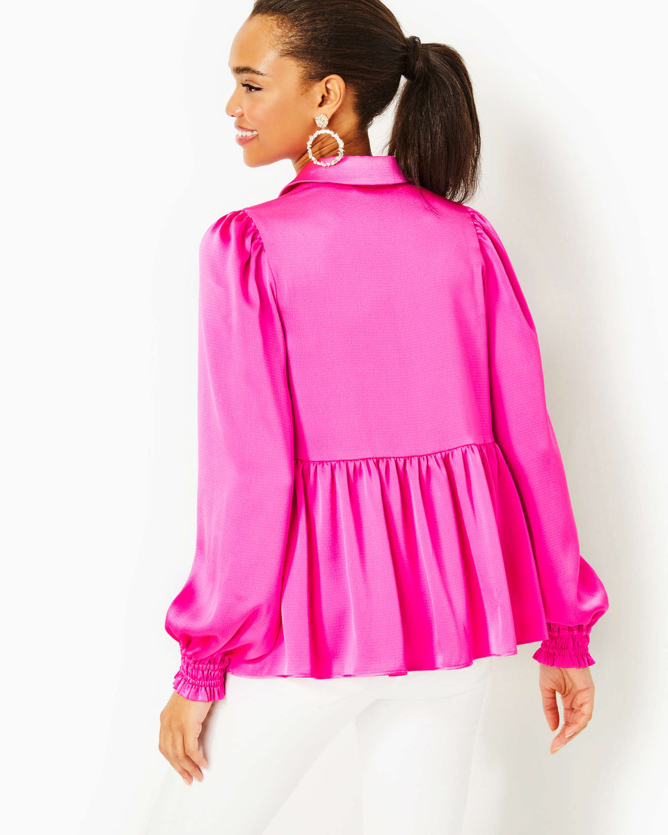 Jaylene Long Sleeve Lilly Top - Cerise Pink – The Islands - A Lilly ...
